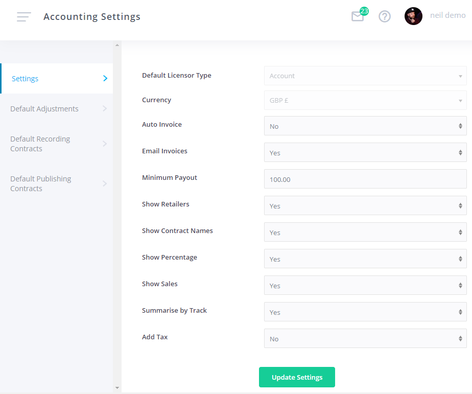 Settings & Defaults – ampsuite