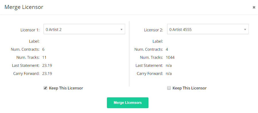 Licensors Screen – ampsuite
